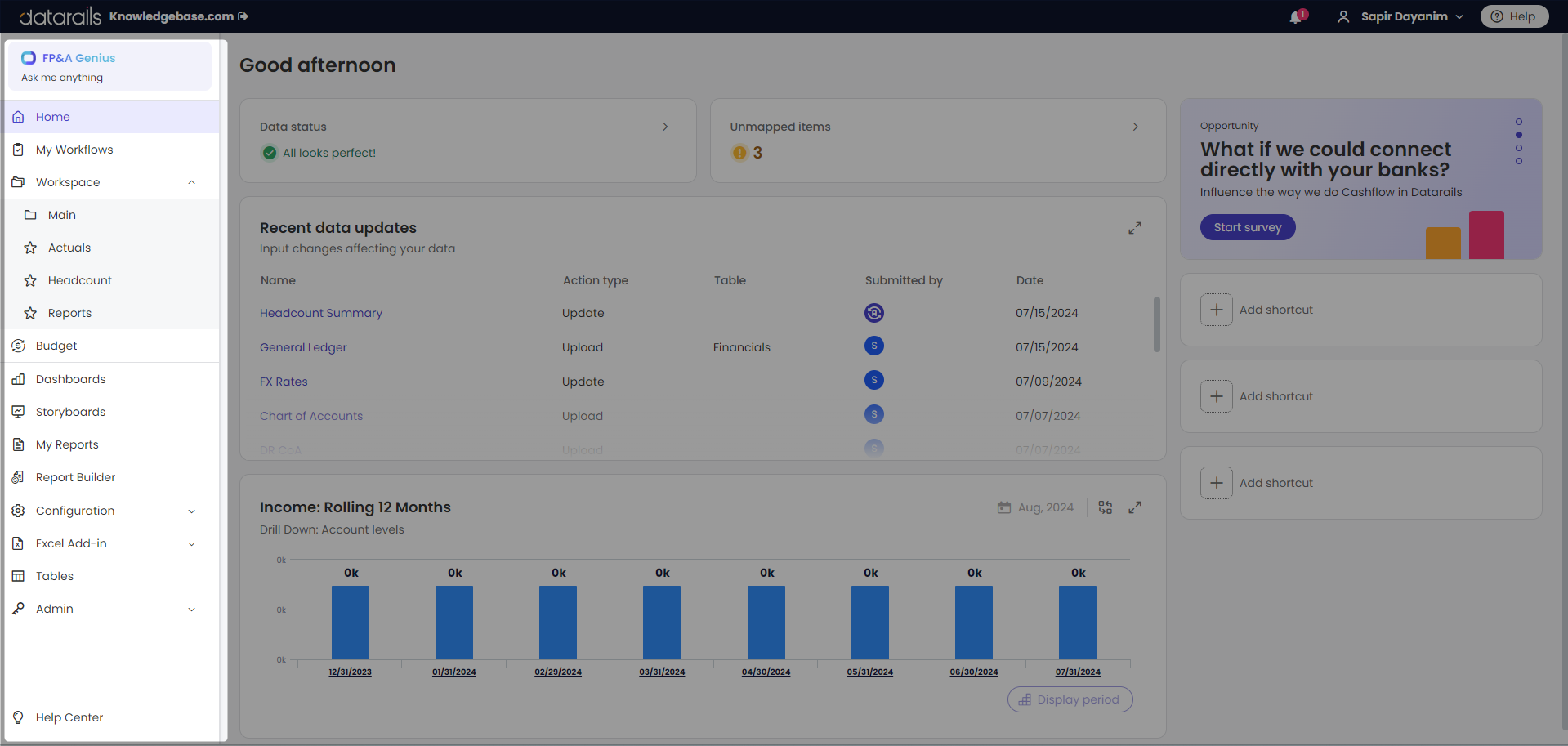 Workspace Overview – DataRails