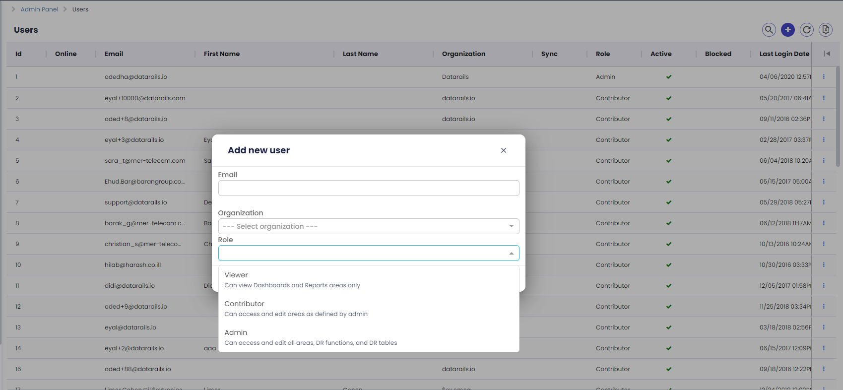 Admin Settings – DataRails