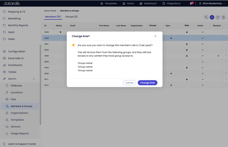 Admin Settings – DataRails