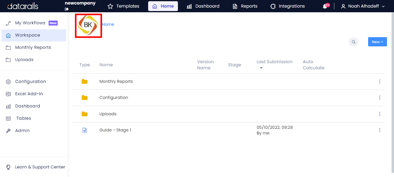 Admin Settings – DataRails