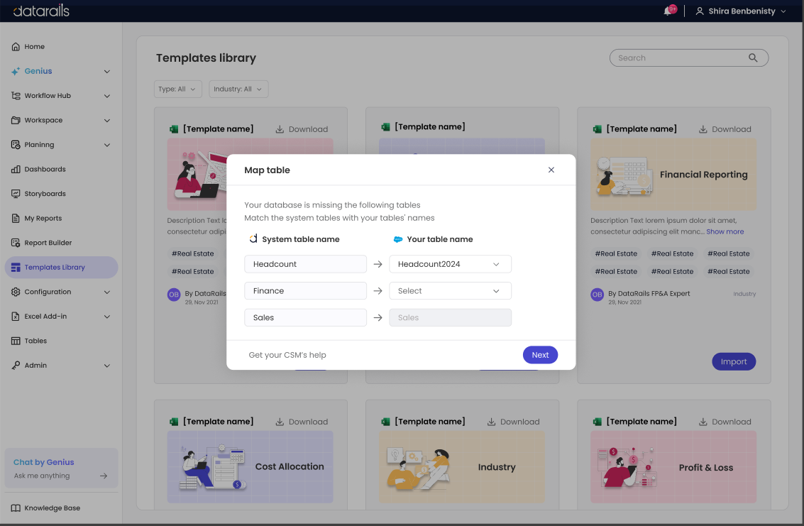 Template Library – DataRails